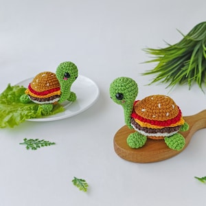 Crochet Pattern Hamburger Turtle, Father's Day Gift Turtle, No Sewing ...