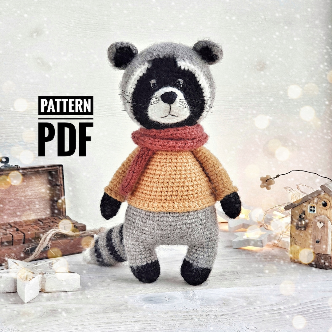 PDF Raccoon Crochet Pattern, Amigurumi Animals Easy Pattern, Pattern ...