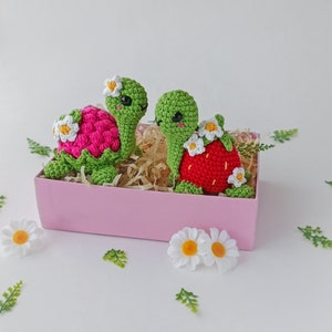 Crochet Pattern Turtle, Crochet Strawberry Turtle, Crochet Raspberry ...