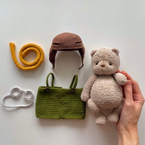 Crochet Pilot Outfit for Toy PATTERN, Amigurumi Crochet Bear Pilot ...