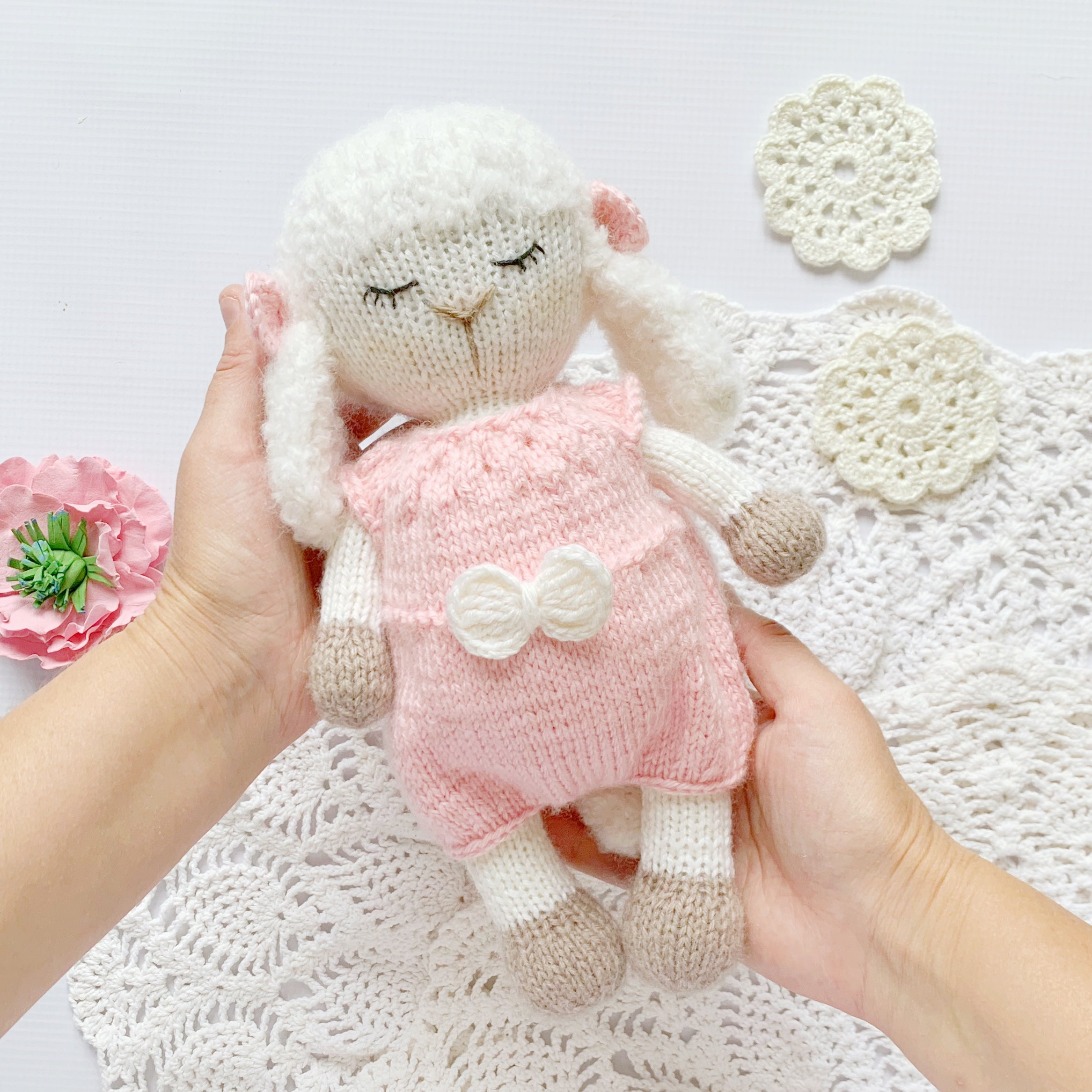 Sleeping Sheep Knitting Pattern Knitted Lamb in Overall - Etsy
