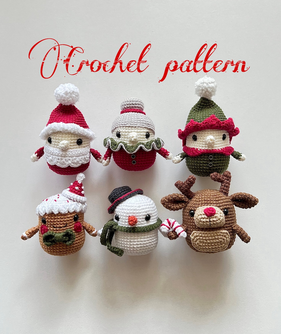 Crochet PATTERN SET Christmas 6in1 Mini Amigurumi Toys:santa Clause ...