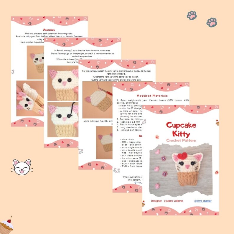 SET of 3 Crochet Pattern Crochet Pattern Keychain Cupcake | Etsy