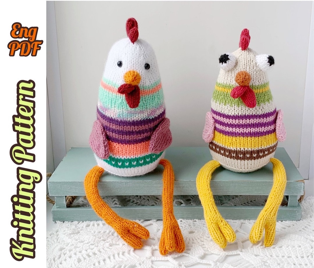 Funny Chicken Knitted Pattern, Easy Crazy Bird, Knitting Soft Toy, DIY ...