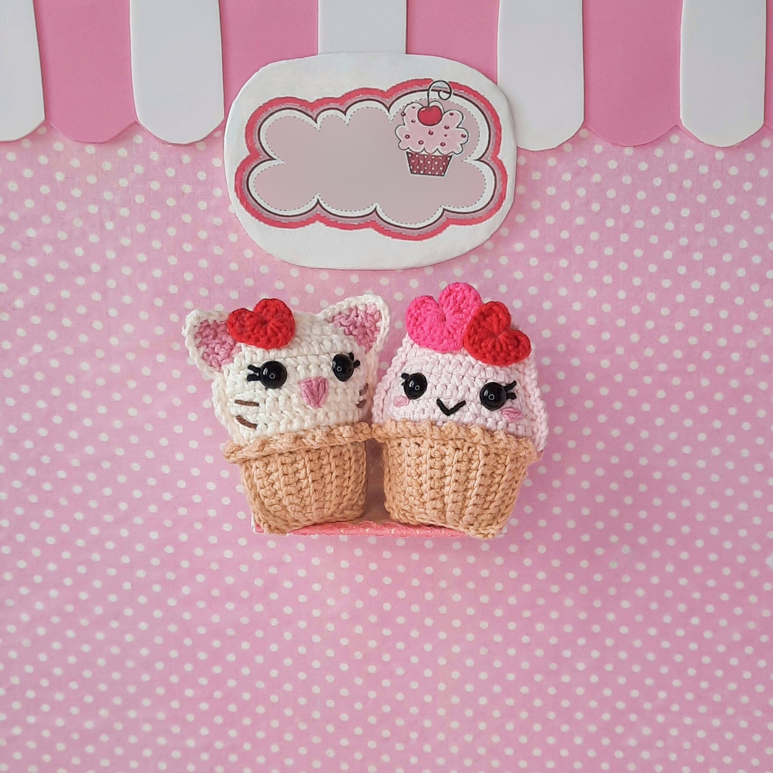 SET of 3 Crochet Pattern Crochet Pattern Keychain Cupcake | Etsy