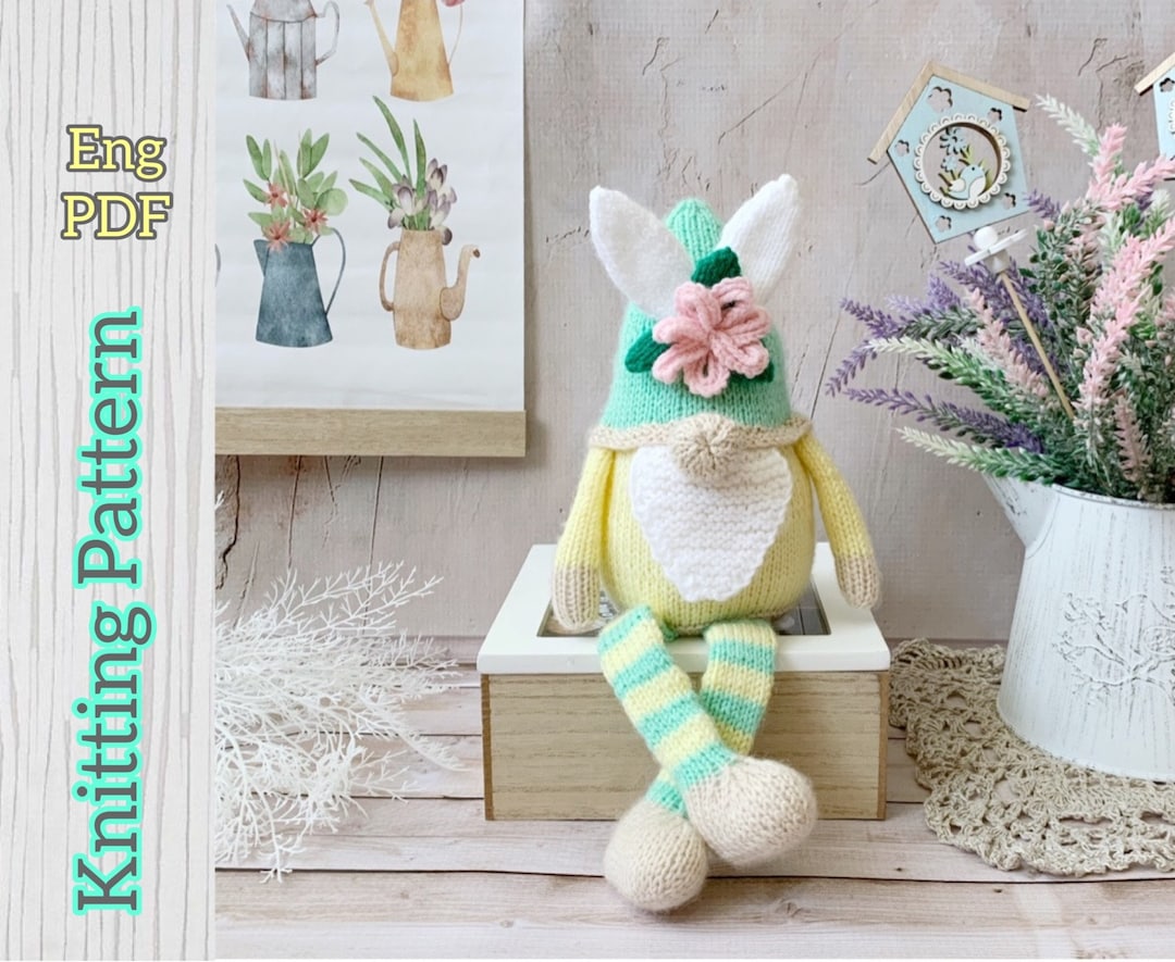 Easter Gnome Knitting Pattern, Spring Gnome PDF, Easter Bunny Gnome ...
