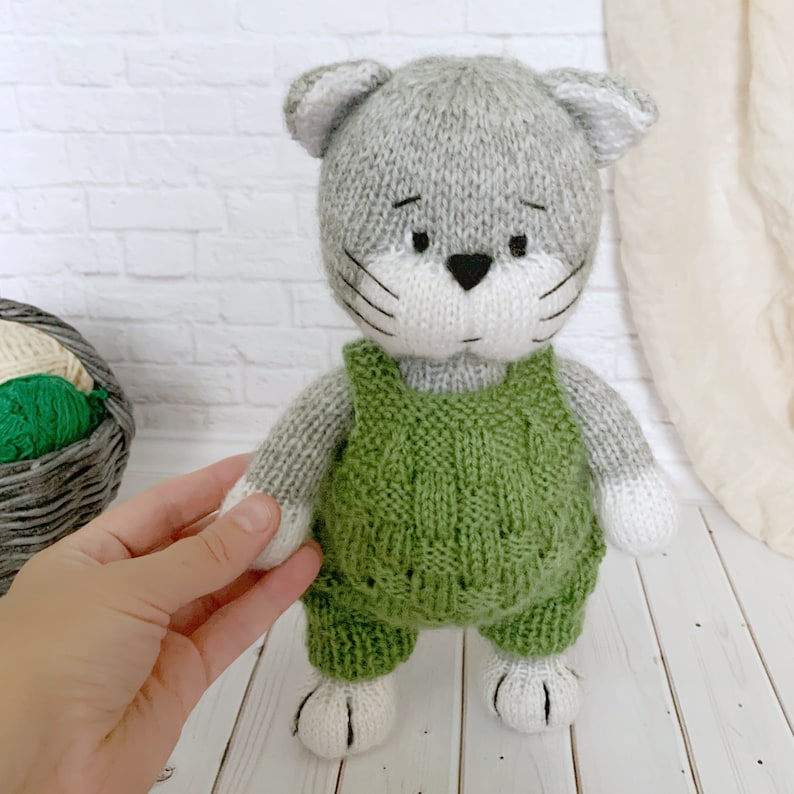Cat Knitting Pattern DIY Stuffed Animalcat in Overall Gift - Etsy
