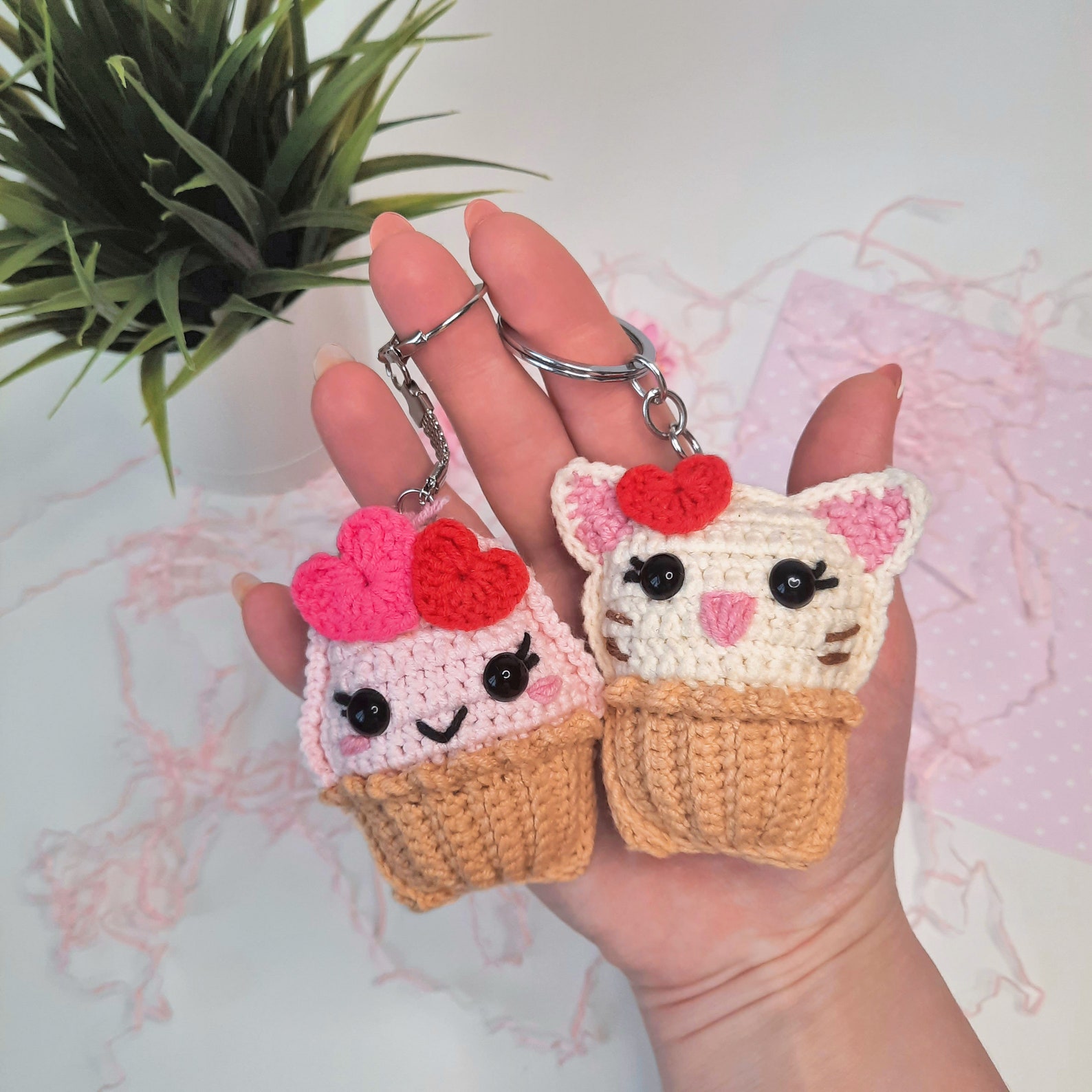 SET of 3 Crochet Pattern Crochet Pattern Keychain Cupcake | Etsy