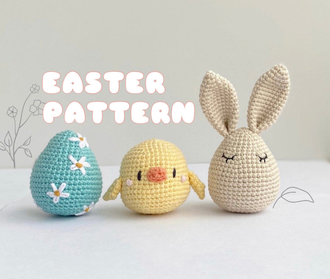 Crochet EASTER SET 3 Pattern Decoration on English:egg With Flowers ...