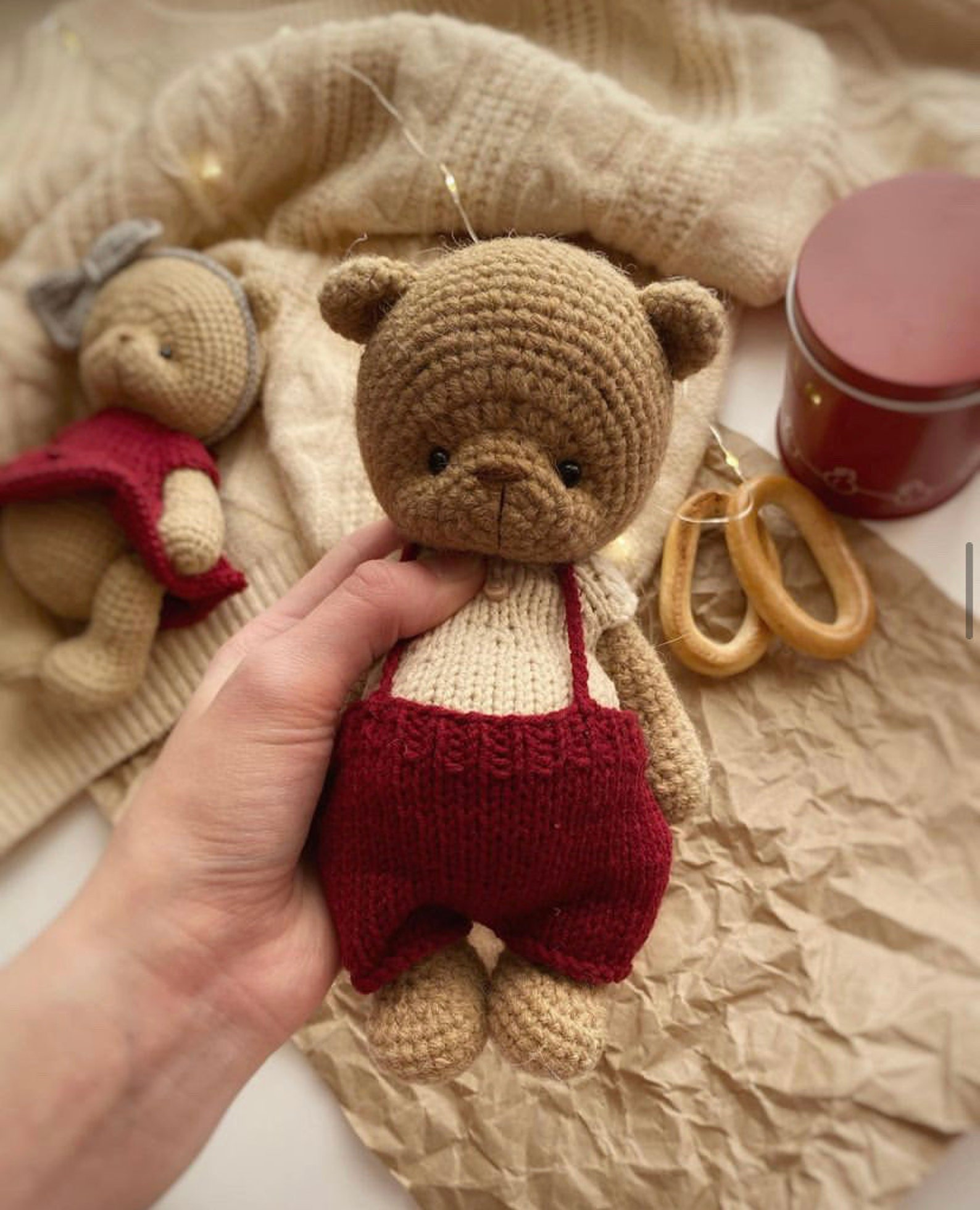 CHRISTMAS SET of 2 Crochet Patterns BEARS With Knitted - Etsy