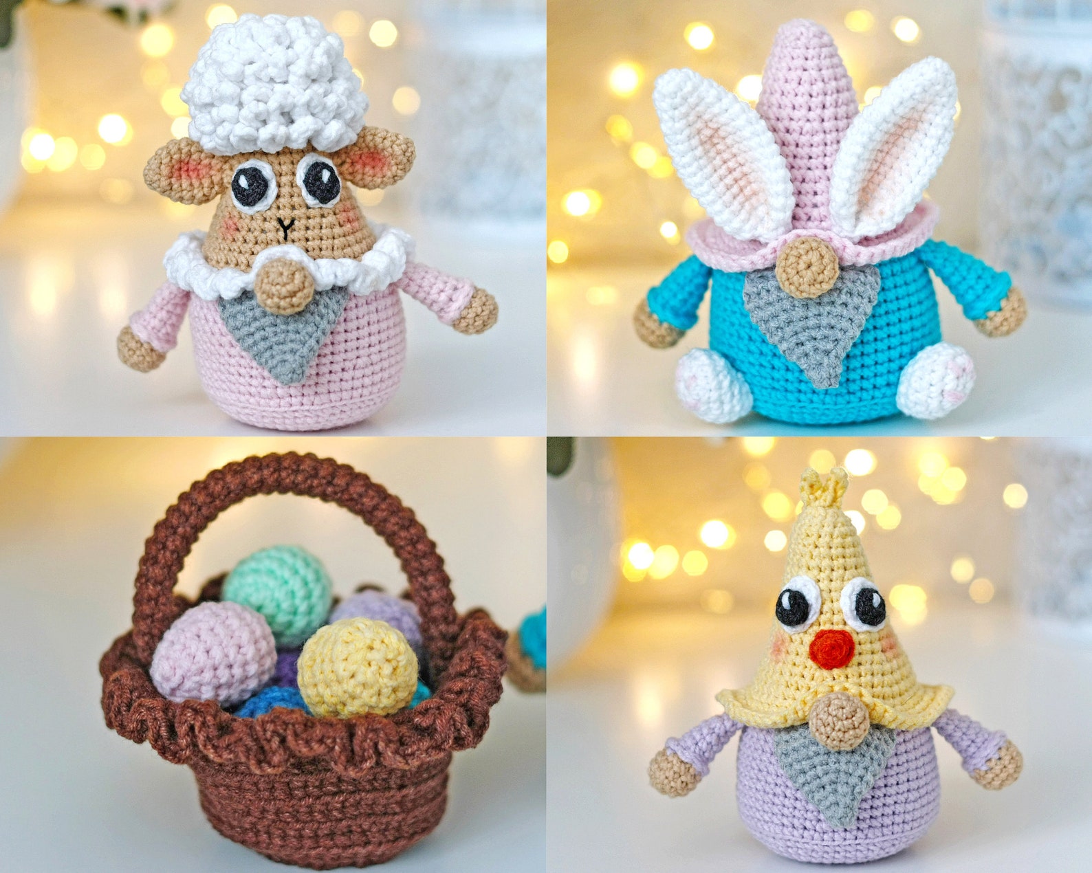 Easter Crochet Gnomes Patterns 3 in 1 – Easy Bunny Gnome, Chicken Gnome ...
