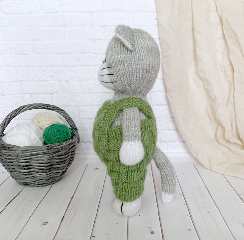 Cat Knitting Pattern DIY Stuffed Animalcat in Overall Gift - Etsy