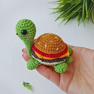 Crochet Pattern Hamburger Turtle, Father's Day Gift Turtle, No Sewing ...