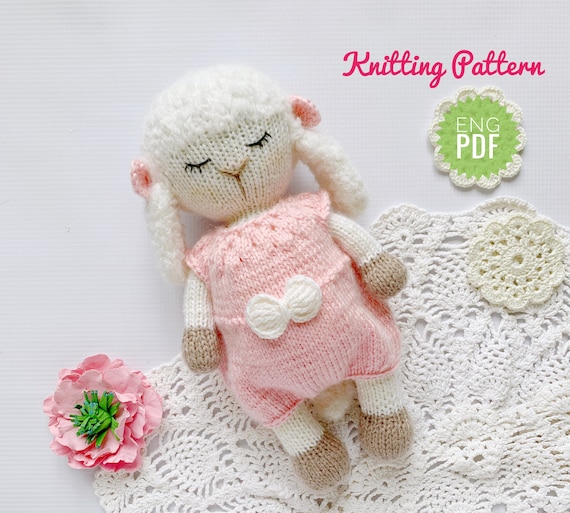 Sleeping Sheep Knitting Pattern Knitted Lamb in Overall - Etsy