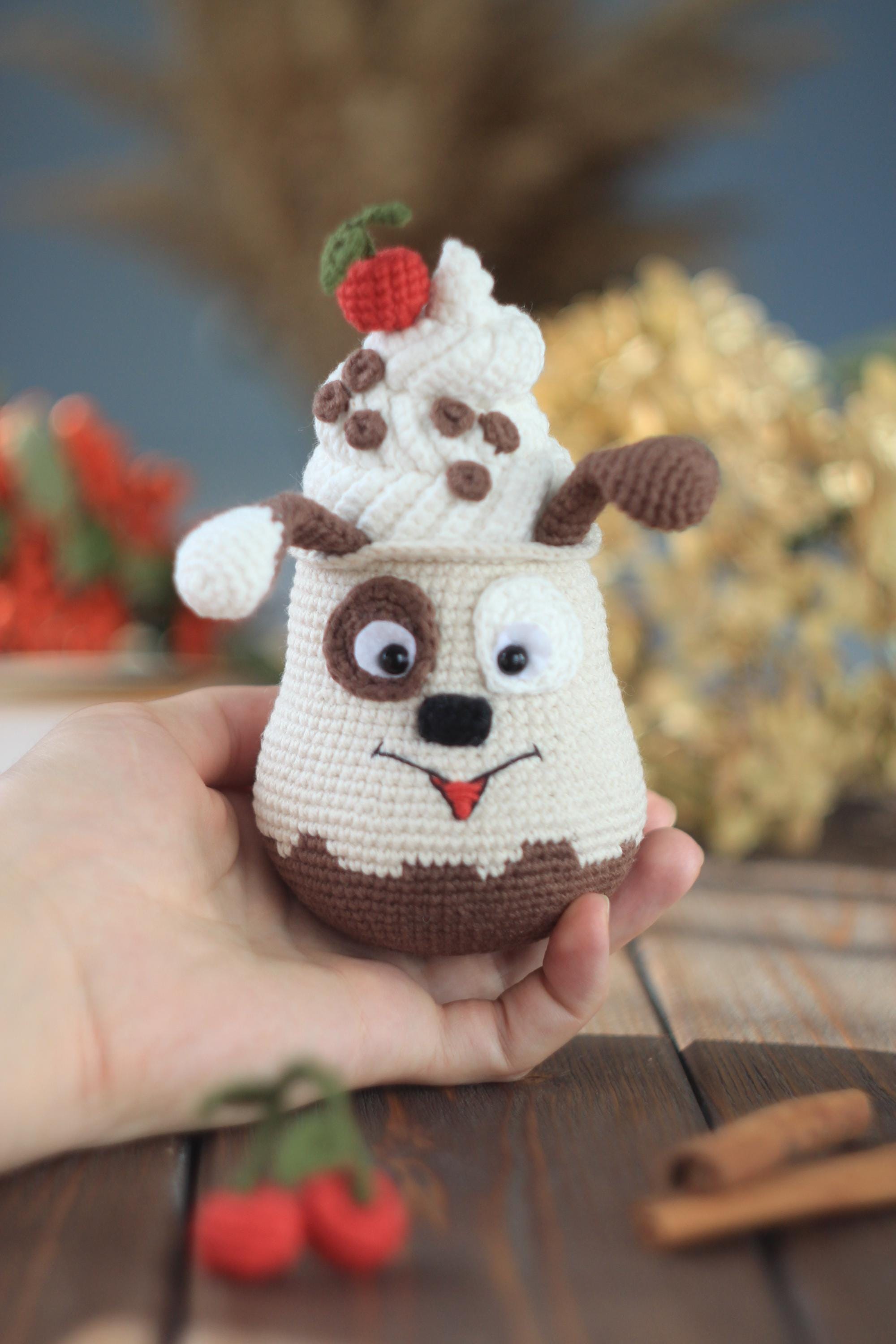 Crochet Pattern Cup Dessert With Chocolate Chips, Whipped Cream and ...