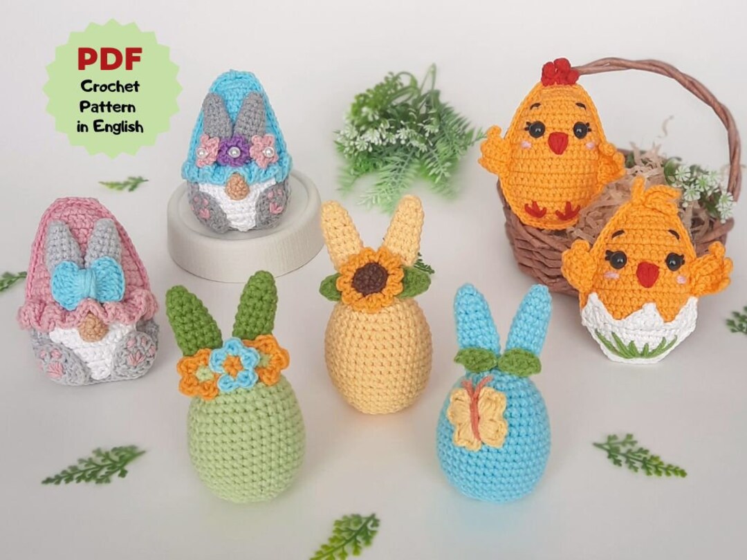 Set of 3 Easter Crochet Pattern, Crochet Easter Eggs, Crochet Bunny Gnome, Crochet Pattern ...