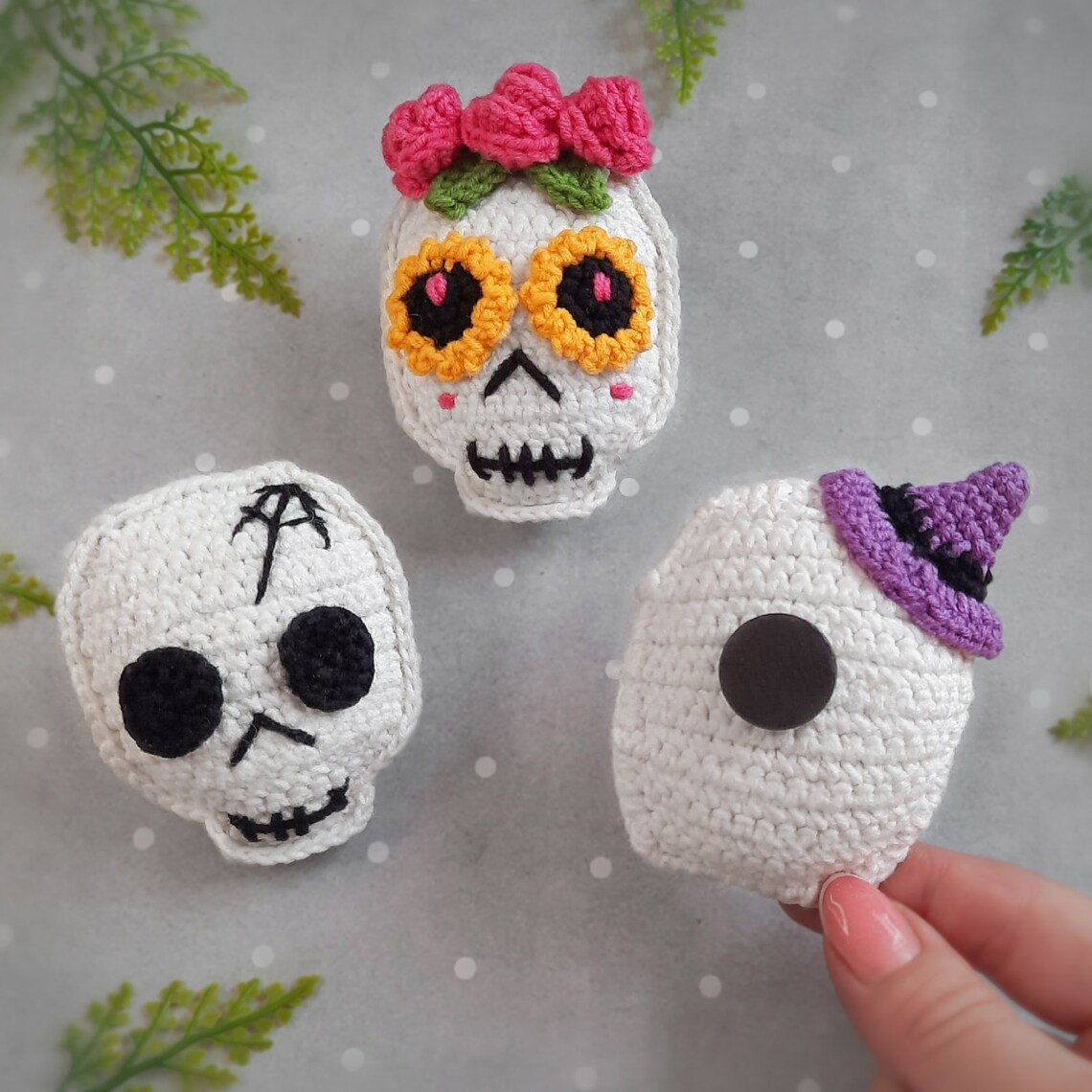 Set of Crochet Pattern Crochet SKULL Halloween Keychains - Etsy