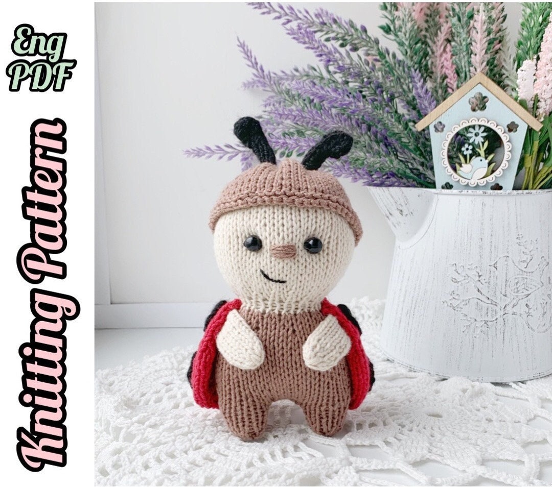 Ladybug Knitted Pattern, Easy Knitting Soft Toy, DIY Stuffed Insect ...