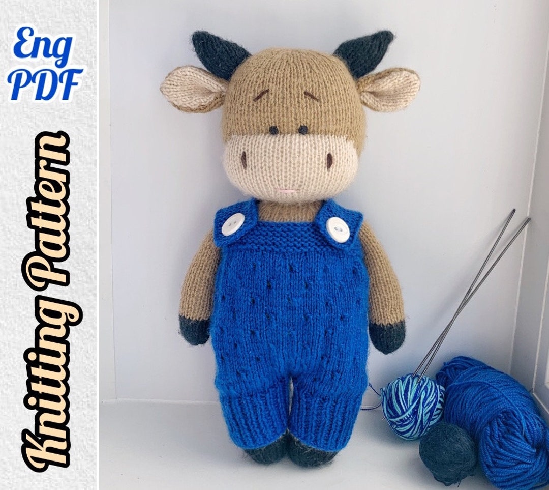 Bull Toy Knitting Pattern, Knitted Cow, Symbol of Year, DIY Soft Toy ...