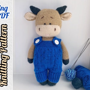 Bull Toy Knitting Pattern, Knitted Cow, Symbol of Year, DIY Soft Toy ...