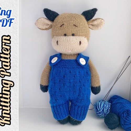 Bull Toy Knitting Pattern Knitted Cow Symbol of Year DIY - Etsy