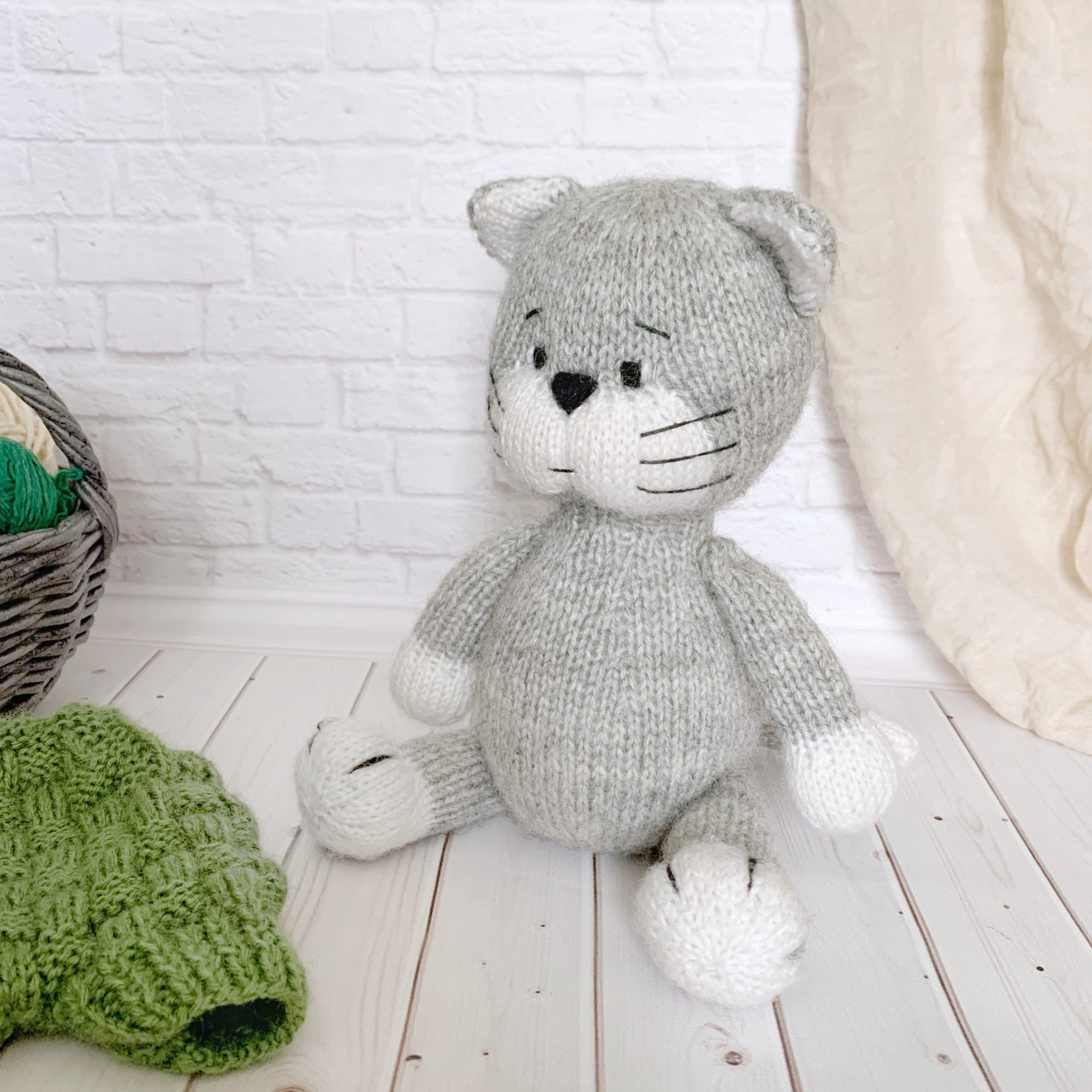 Cat Knitting Pattern DIY Stuffed Animalcat in Overall Gift - Etsy UK