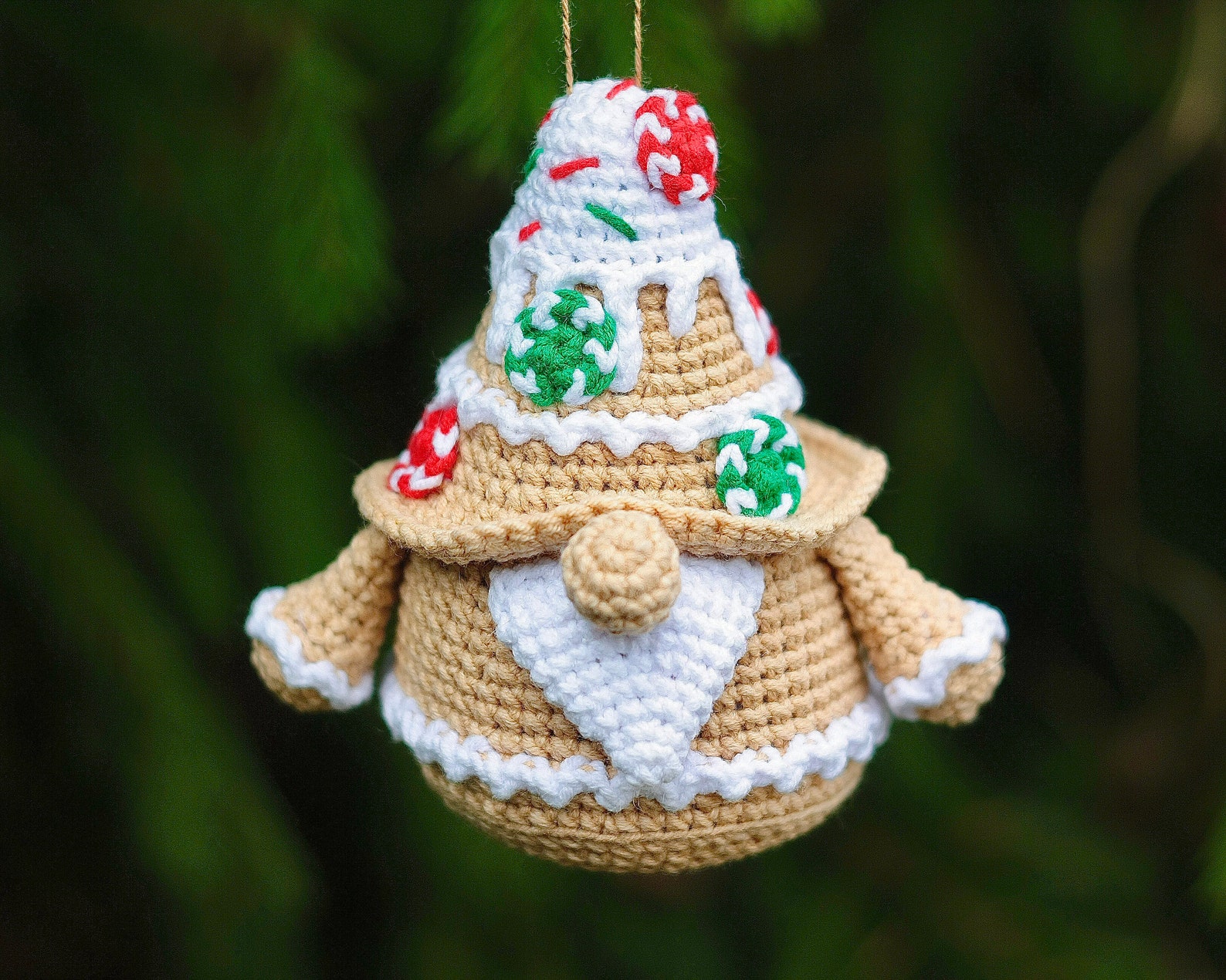 Christmas Crochet Patterns Gingerbread Ornament Gnome- Gingerbread ...