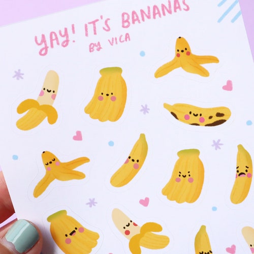 Banana Sticker Sheet Kawaii Stickers Cute Stationery | Etsy