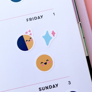 Faces of the Moon Planner Sticker Sheet - Journal Stickers - Kawaii ...