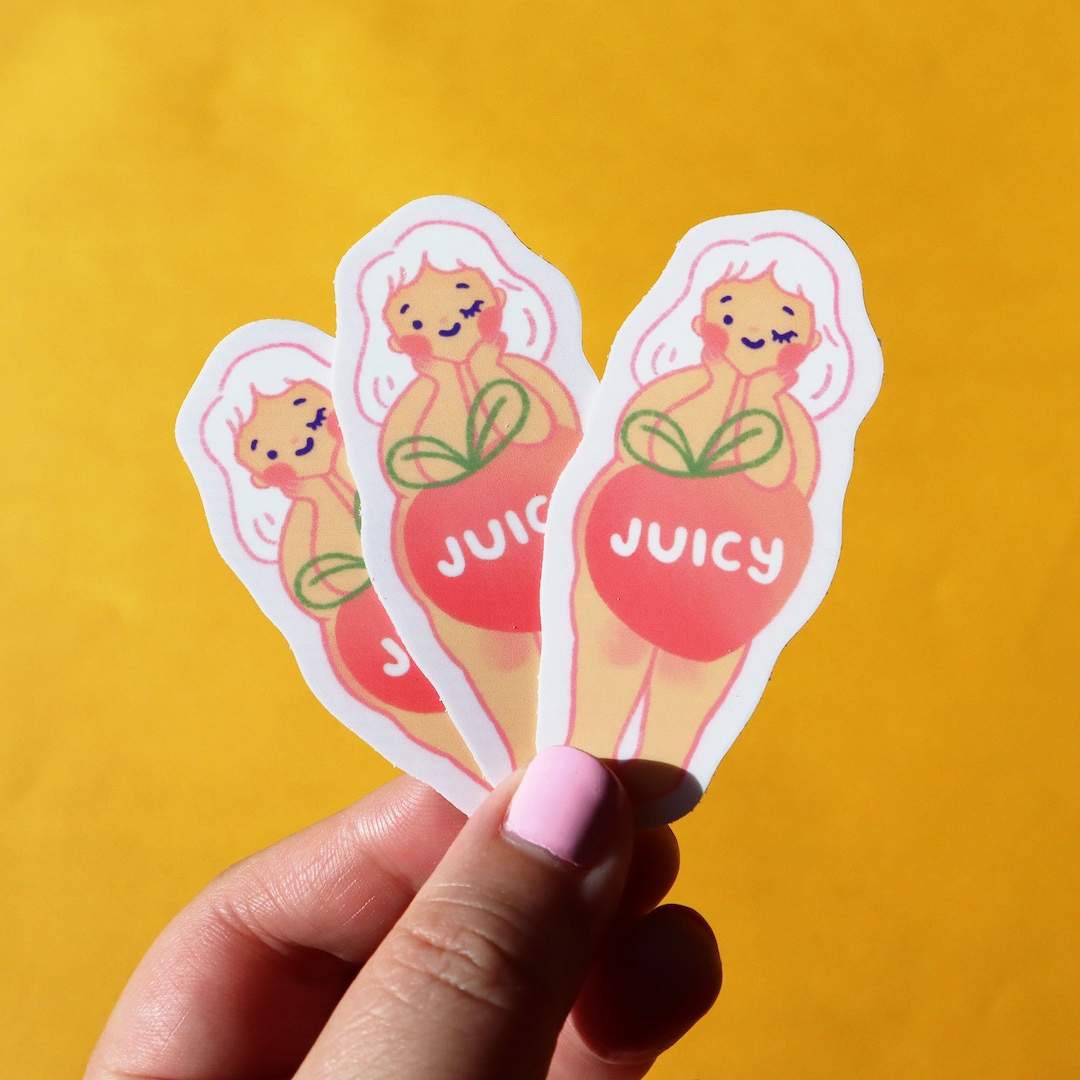 Juicy Peach Girl Sticker - Kawaii Sticker - Body Positivity - Cute ...