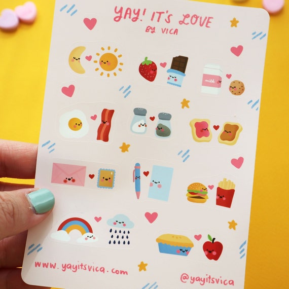 Card Making & Stationery 2 Piece Cute Heart Peanut Sticker Set Peanut ...