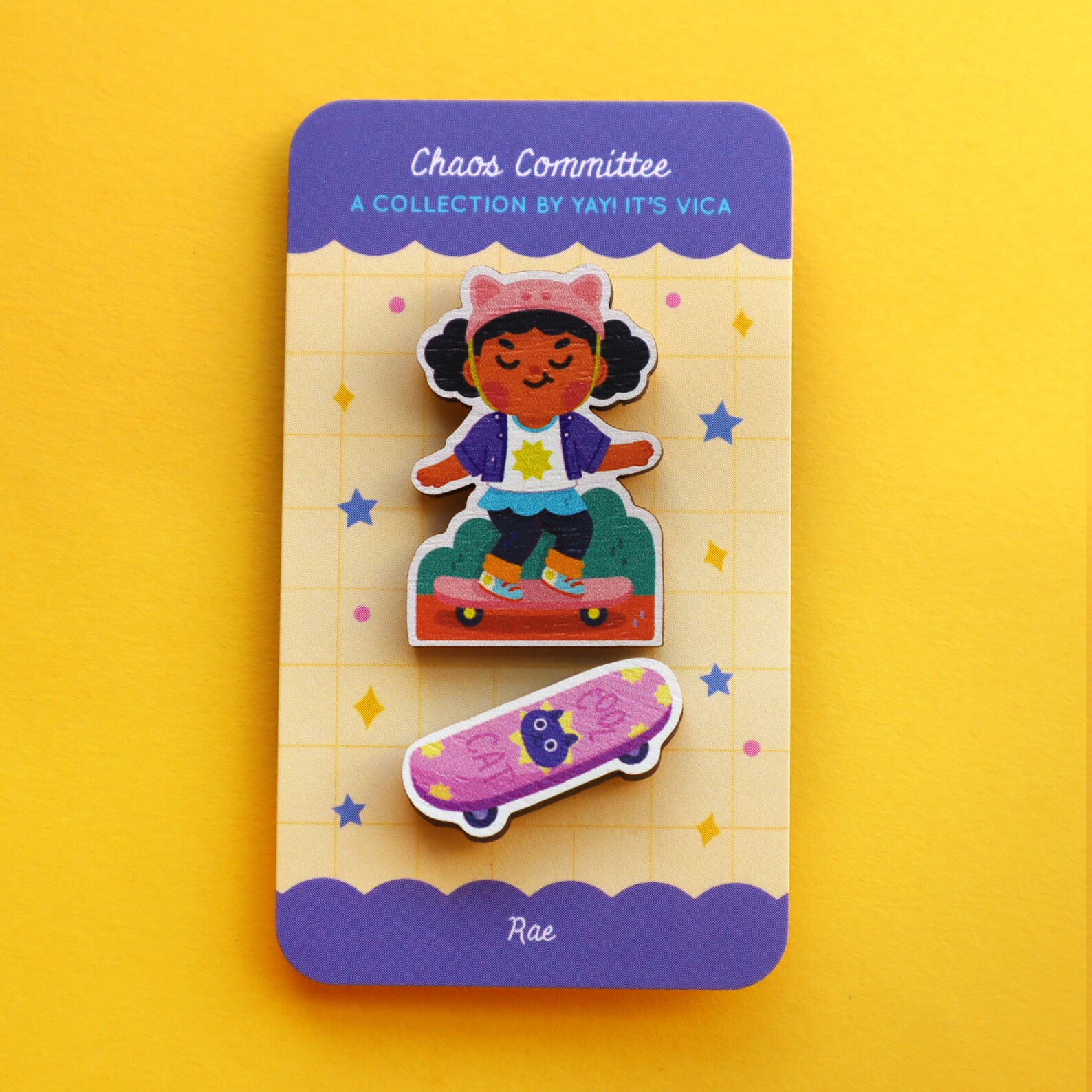 Chaos Committee Wooden Pin - Cute Pin - Character Pin - Kawaii Pin ...