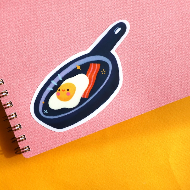 Kawaii Egg Frying Pan Vinyl Sticker Kawaii Art Cute - Etsy