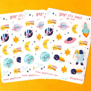 Kawaii Space Sticker Sheet – Cute Planner Journal Stickers - Etsy