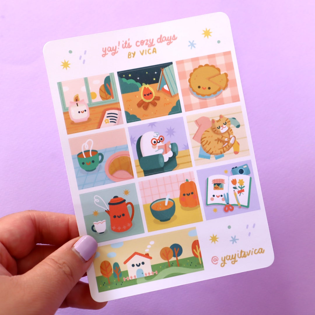 Cozy Days Sticker Sheet - Fall Stickers - Kawaii Stickers - Journal ...