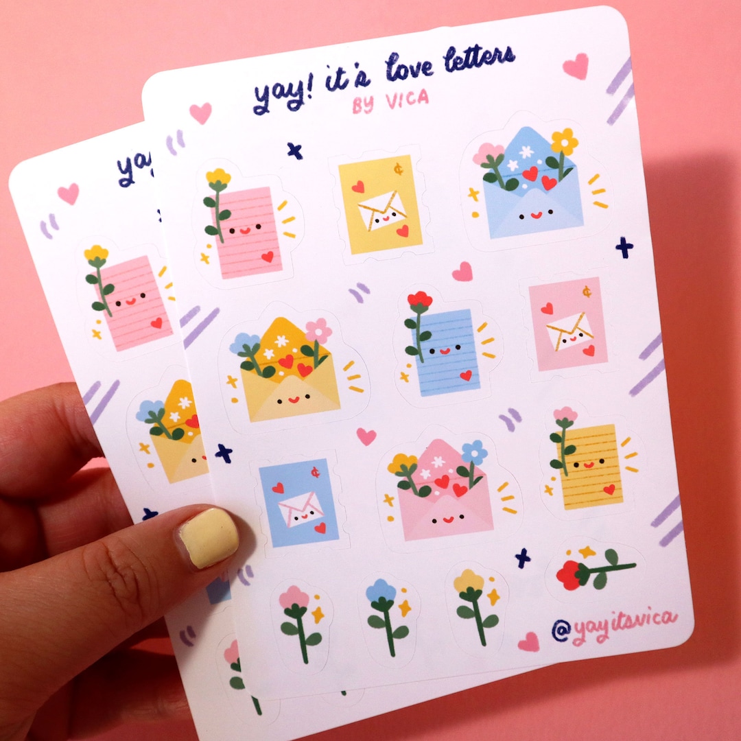 Love Letter Sticker Sheet Kawaii Stickers Valentine Stickers Journal ...