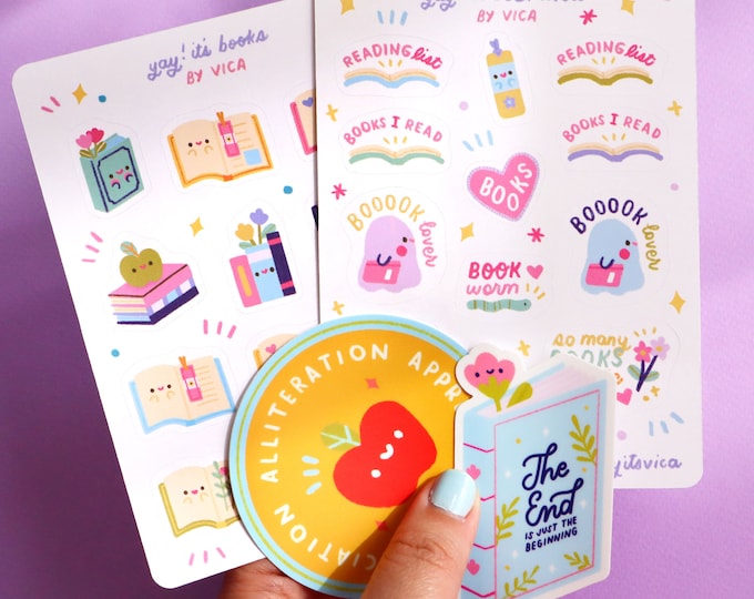 Book Lover Sticker Bundle Journal Stickers Cute Stickers Books Stickers ...