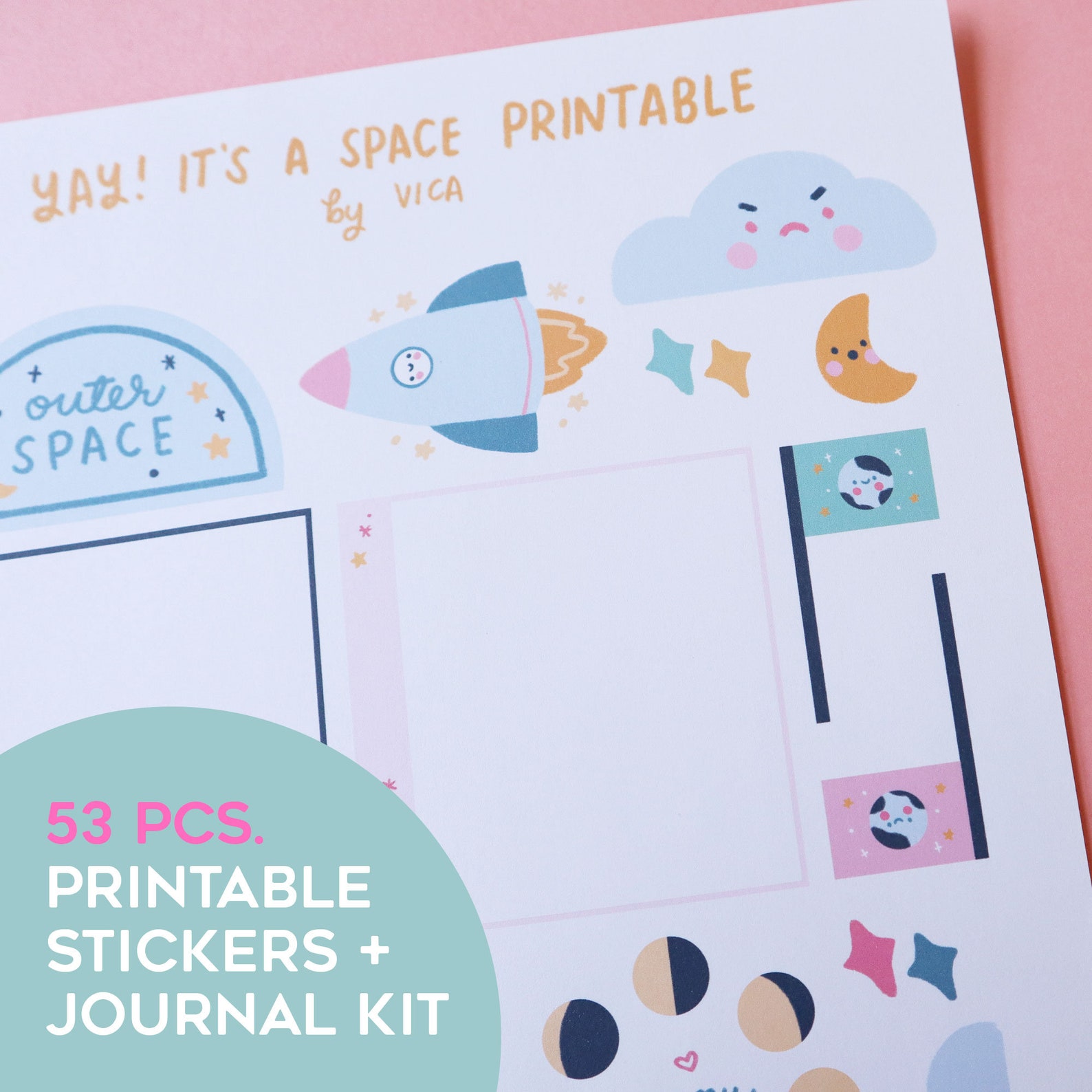 Kawaii Space Stickers – Printable Bujo & Journal Kit (PDF) - Etsy