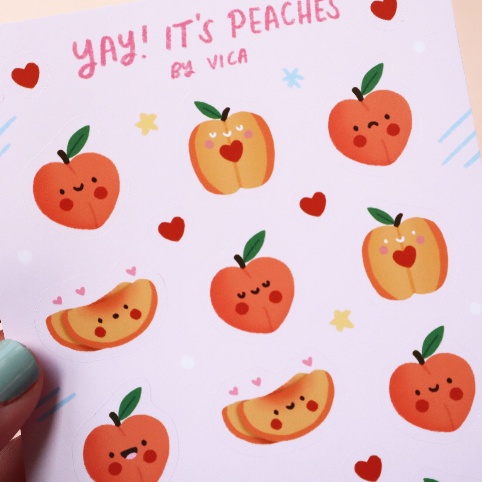 Peach Sticker Sheet Kawaii Stickers Cute Stationery - Etsy