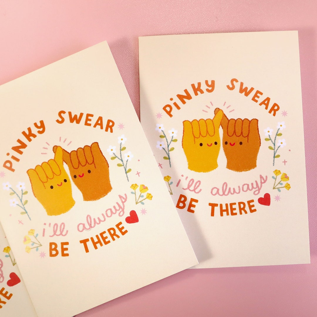 Pinky Swear Greeting Card - Cute Greeting Card - Kawaii Art ...