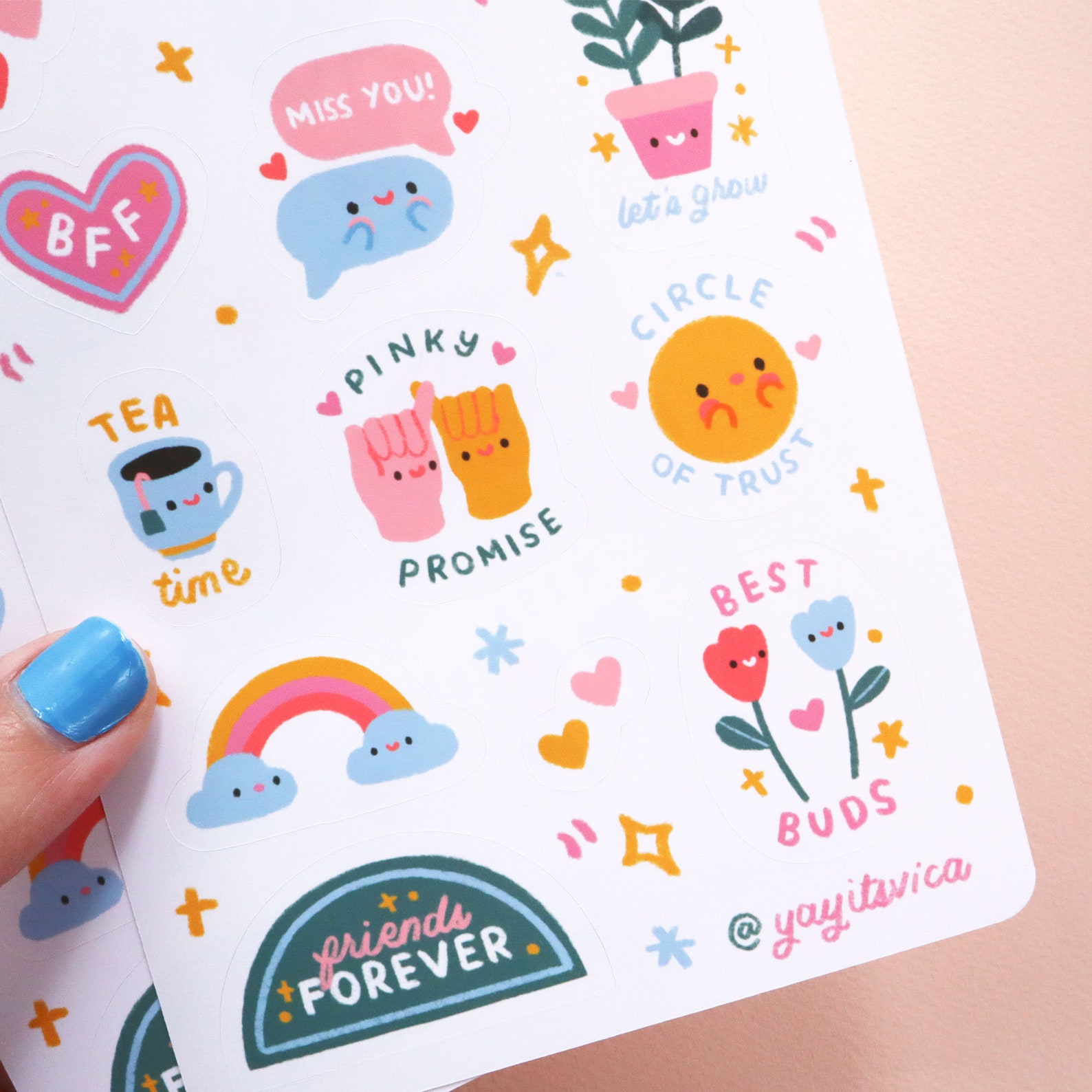BFF Sticker Sheet Friendship Stickers Best Friend Stickers | Etsy