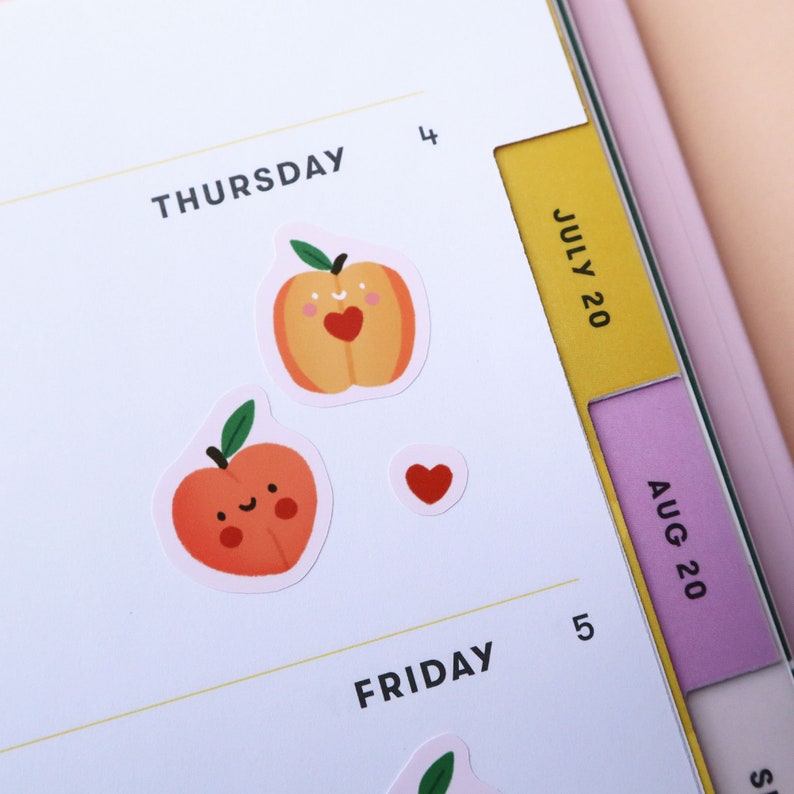 Peach Sticker Sheet Kawaii Stickers Cute Stationery | Etsy
