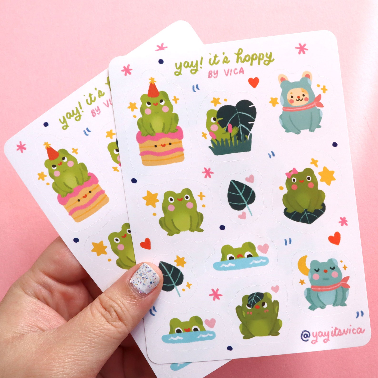 Hoppy Frog Sticker Sheet Kawaii Stickers Journal Stickers - Etsy