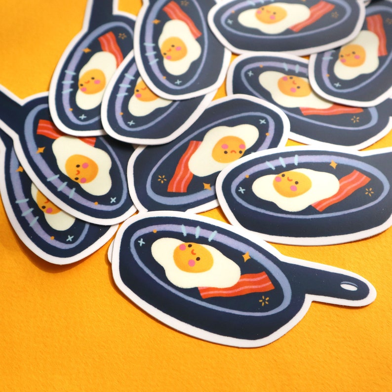 Kawaii Egg Frying Pan Vinyl Sticker Kawaii Art Cute - Etsy