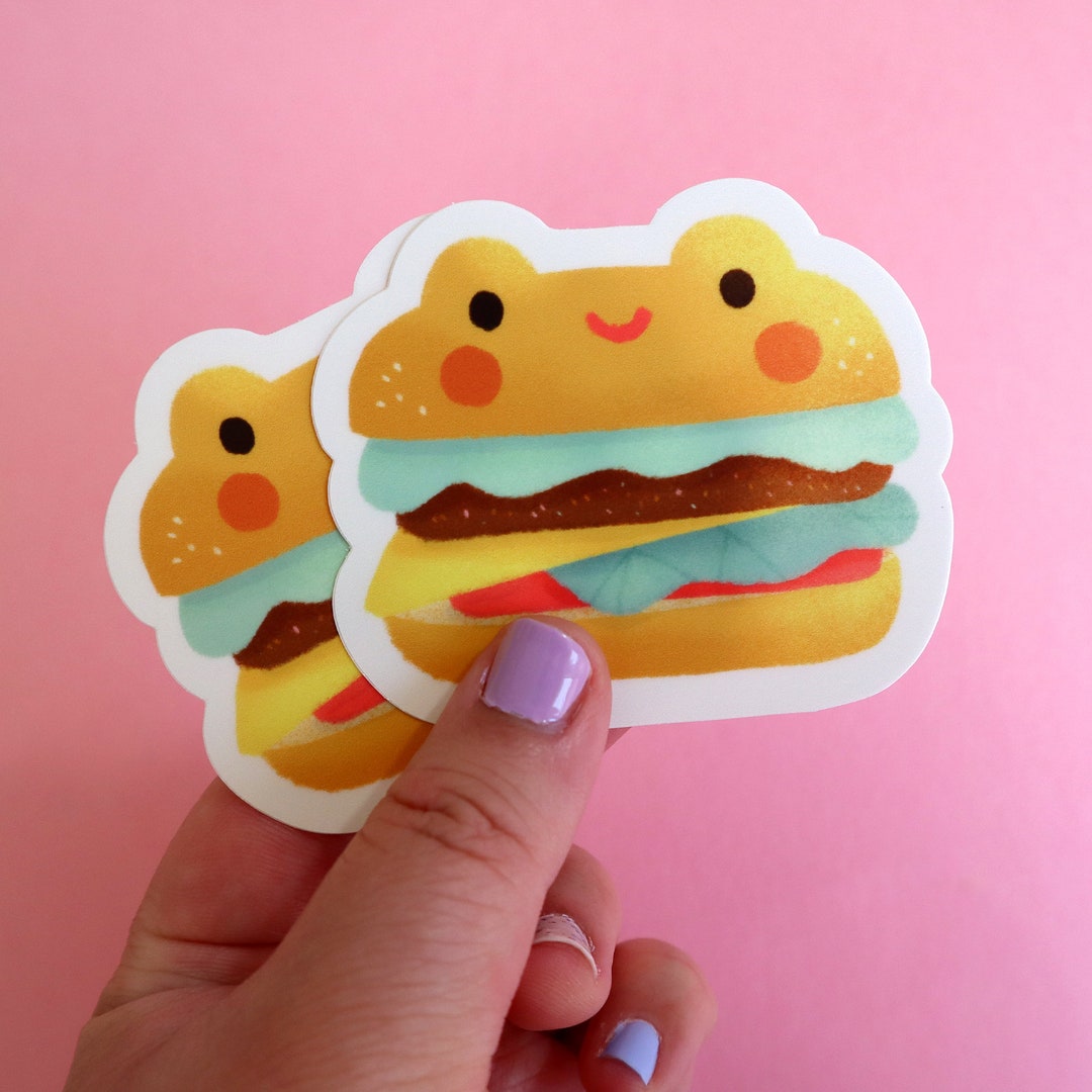 Froggy Burger Vinyl Sticker - Kawaii Food Sticker - Journal Sticker ...