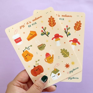 Autumn Sticker Sheet - Fall Stickers - Kawaii Stickers - Journal ...