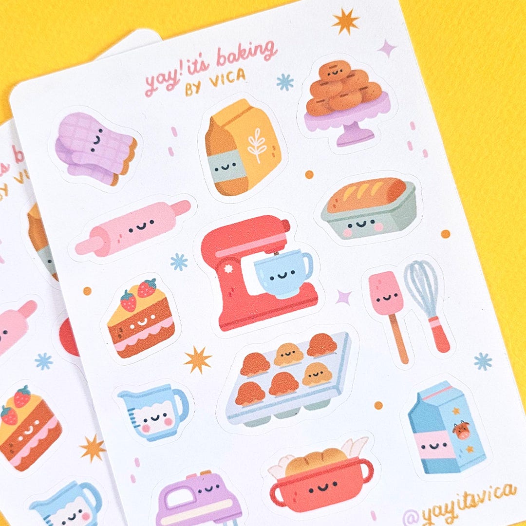 Kawaii Baking Sticker Sheet - Kawaii Stickers - Baking Stickers ...