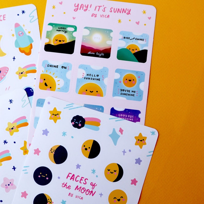 Kawaii Space Sticker Bundle Cute Stationery Journal | Etsy