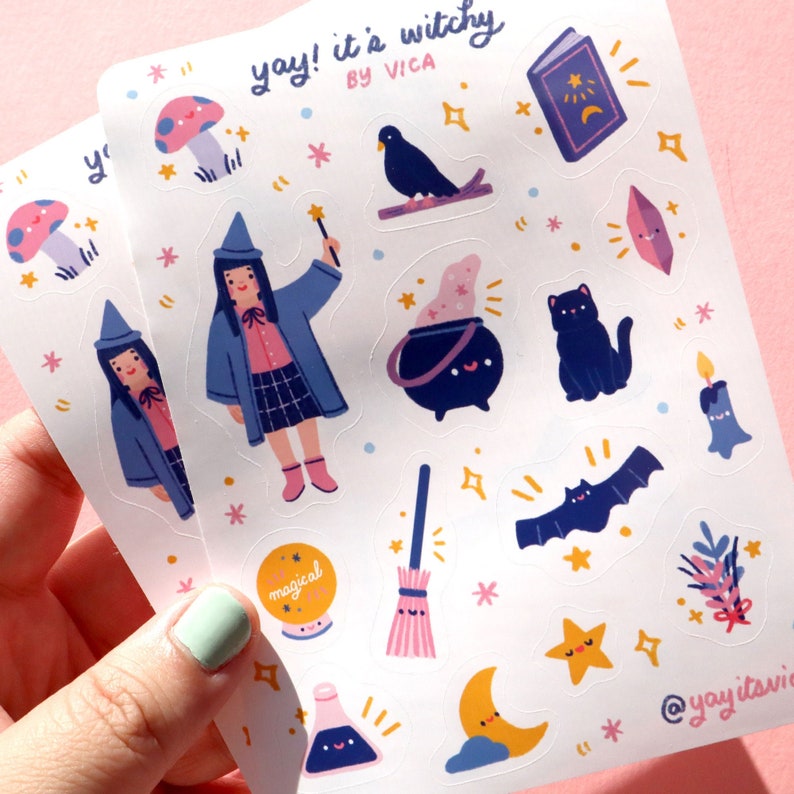 Witchy Sticker Sheet - Magic Stickers - Cute Sticker Sheet - Kawaii ...