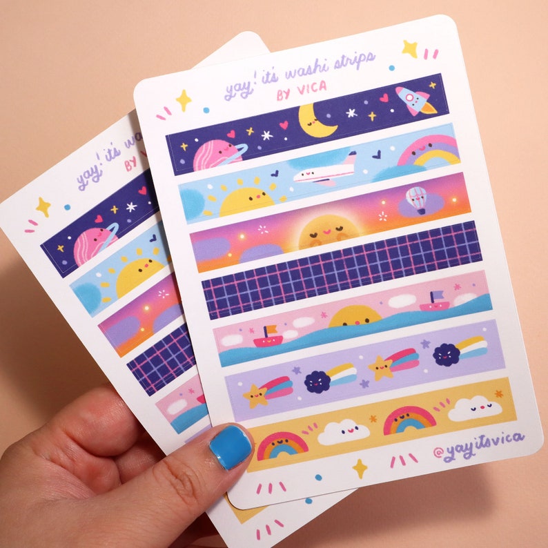 Sunshine Sticker Sheet Sky Stickers Cute Washi Strips - Etsy